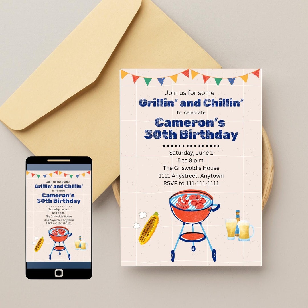 BBQ Birthday Invitation, Barbecue Birthday, Backyard Birthday ...