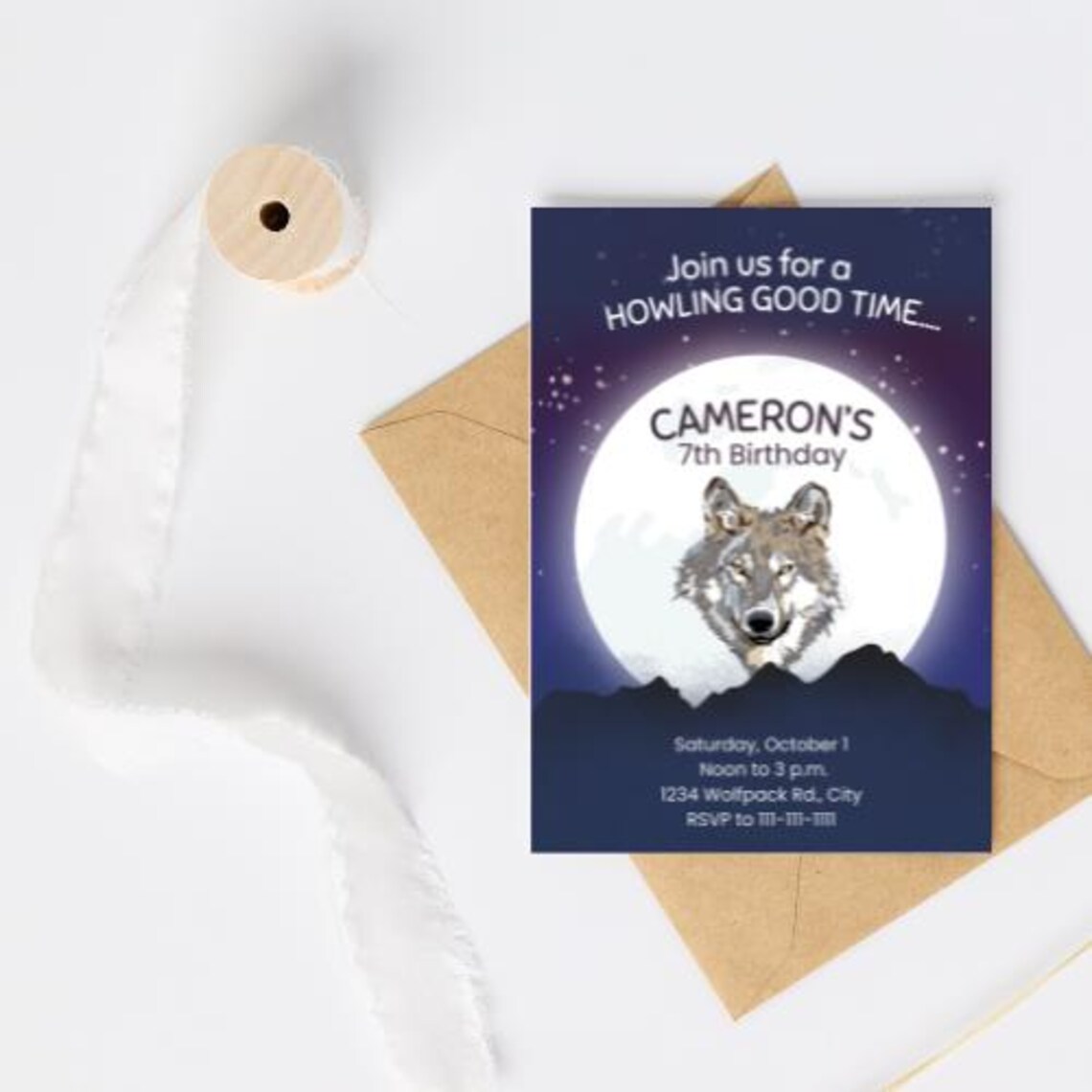 Wolf Birthday Invitation, Editable Template, Wolf Party Invitation ...