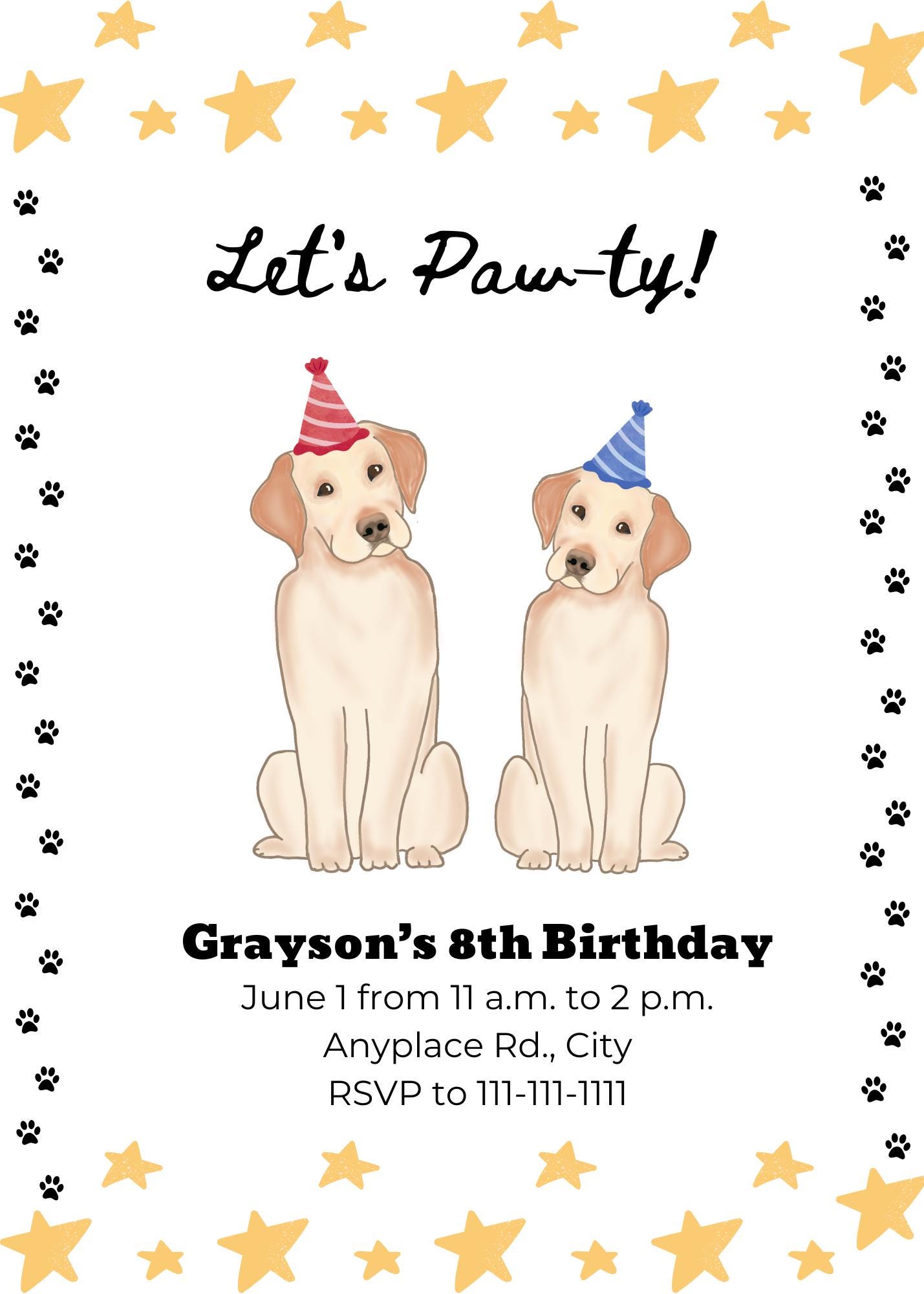 Lab Birthday Party Invitation, Labrador Party Invitation, Editable ...