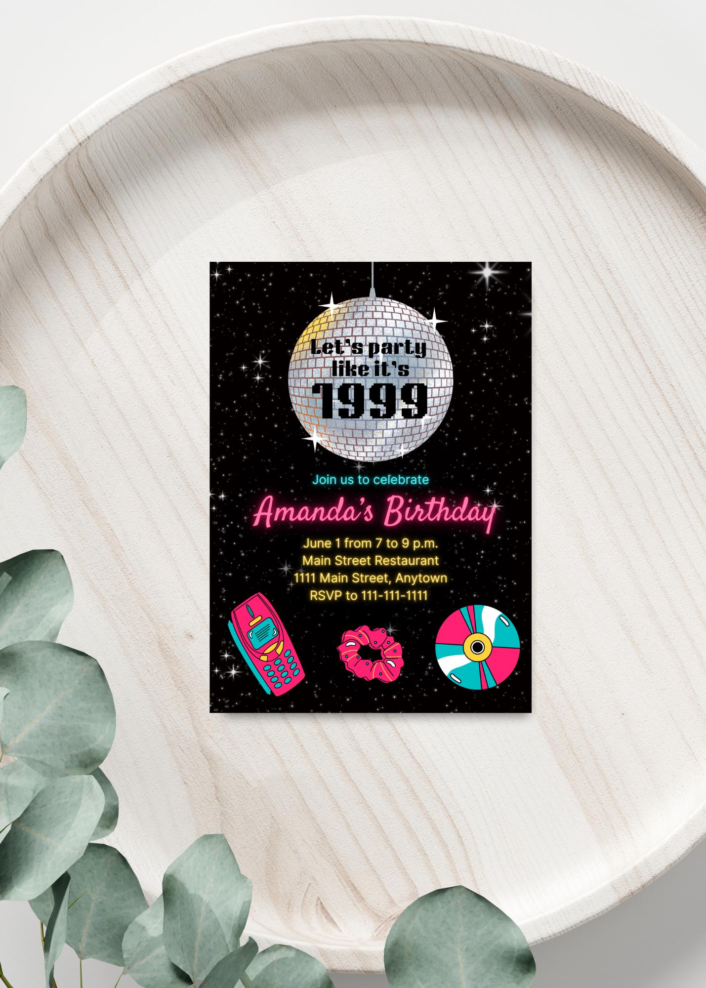 1990s Birthday Invitation, 90s Birthday, Retro, Teen Birthday ...