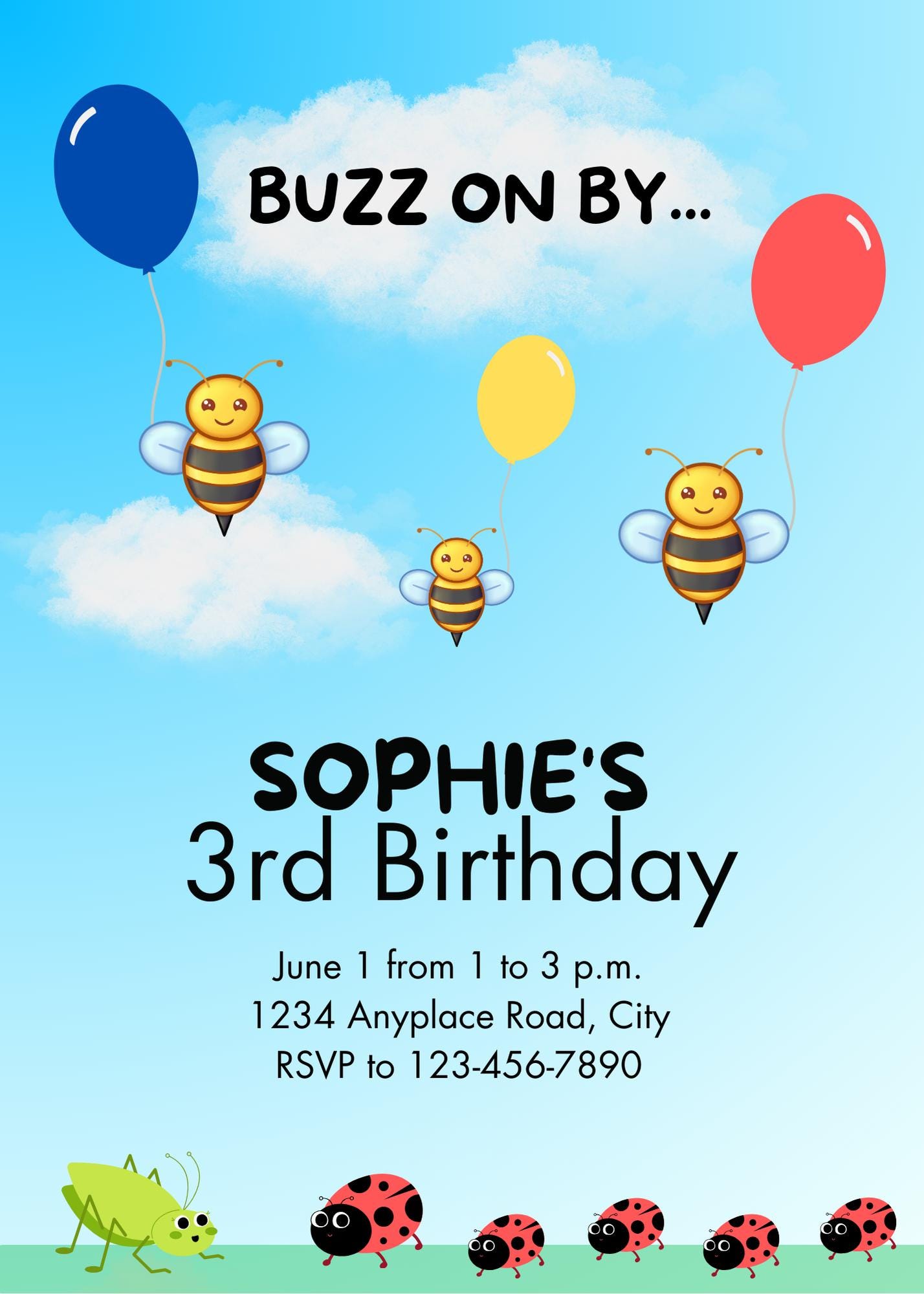 Bug Birthday Invitation, Bug Themed Birthday Invitation, Bug Party ...