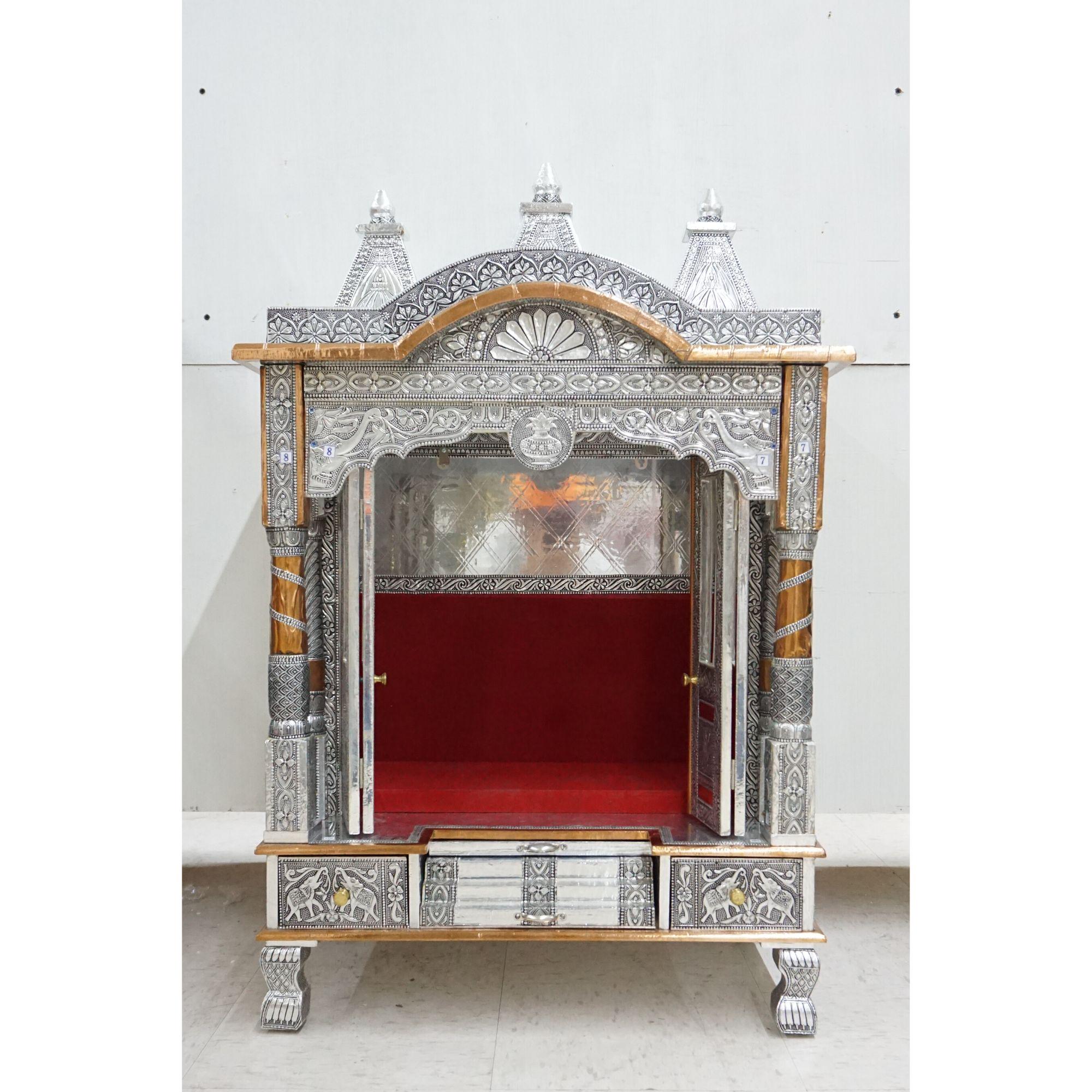 Wooden Temple for Home Pooja Mandir With Doors Indian Traditional ...