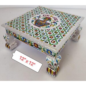 Indian Traditional Bajot Pooja Chowki God Sitting Stool Handmade Bajot ...
