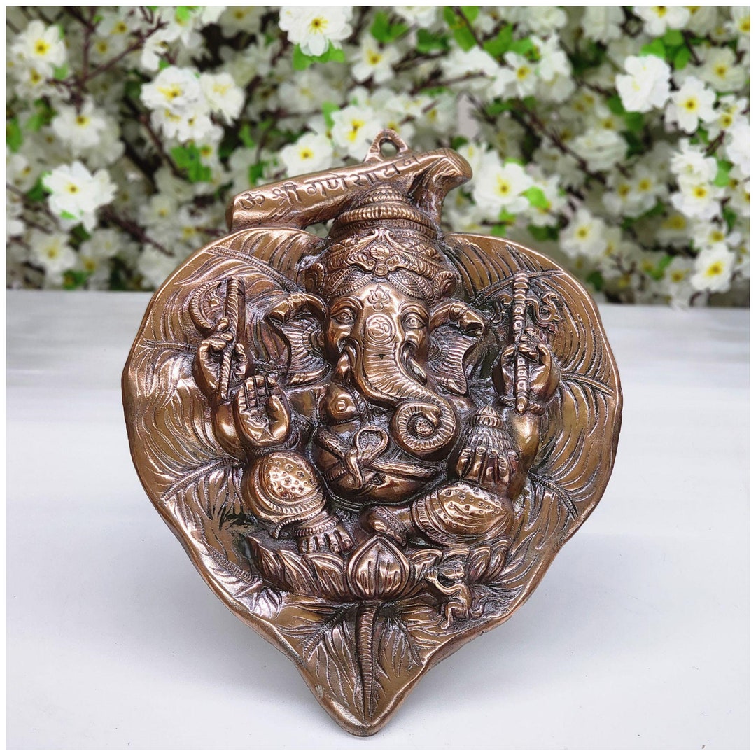 Ganesha Wall Hanging Ganesh on Leaf Wall Decor Indian Home Entrance ...
