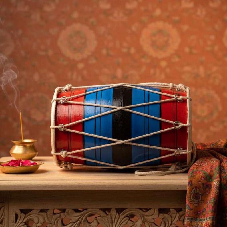 Baby Dholak Drum Indian Musical Instrument for Pooja Bhajan Kirtan ...