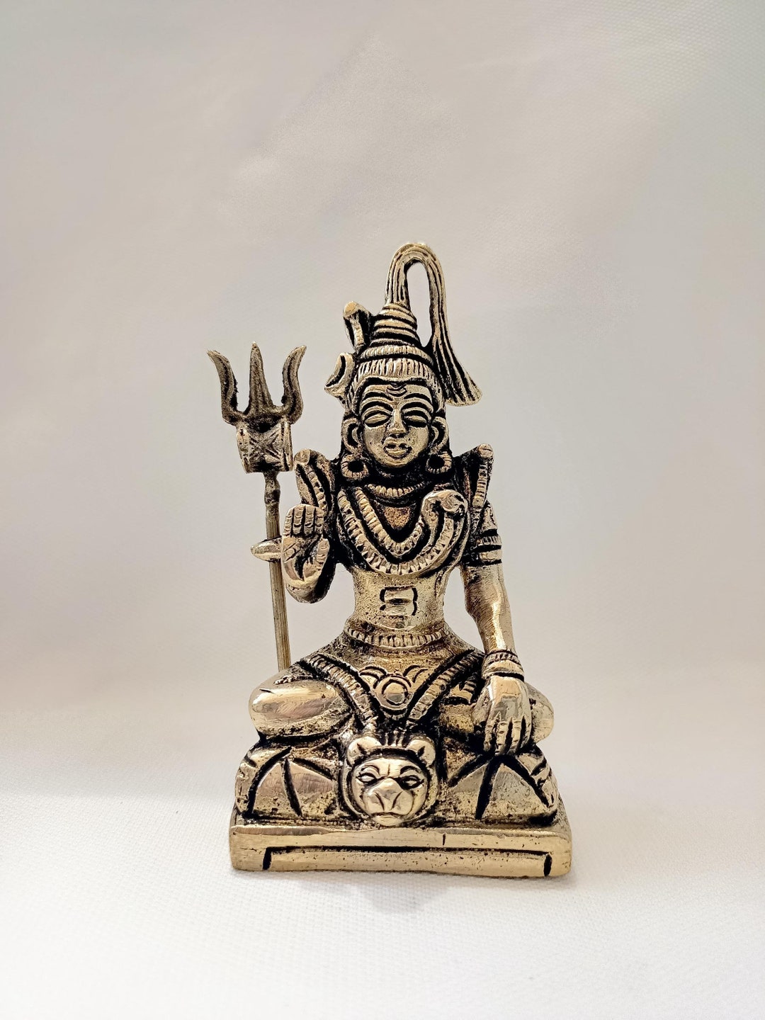 Shiva Statue Brass Mahadev Idol Hindu Gods of God Trident, Adiyogi ...