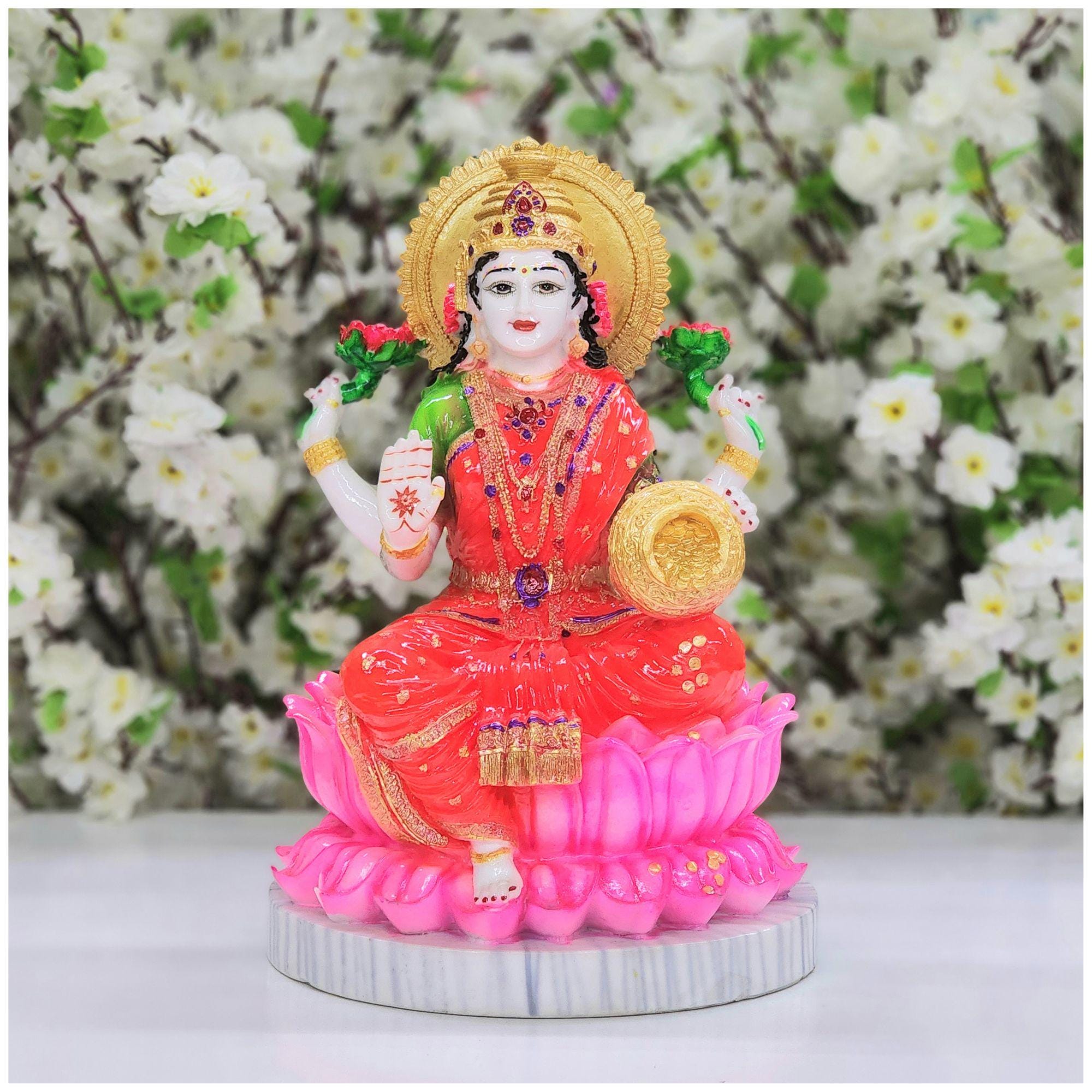 Lakshmi Statue Laxmi Ji Sitting on Lotus Dhan Lakshmi Idol for Diwali ...