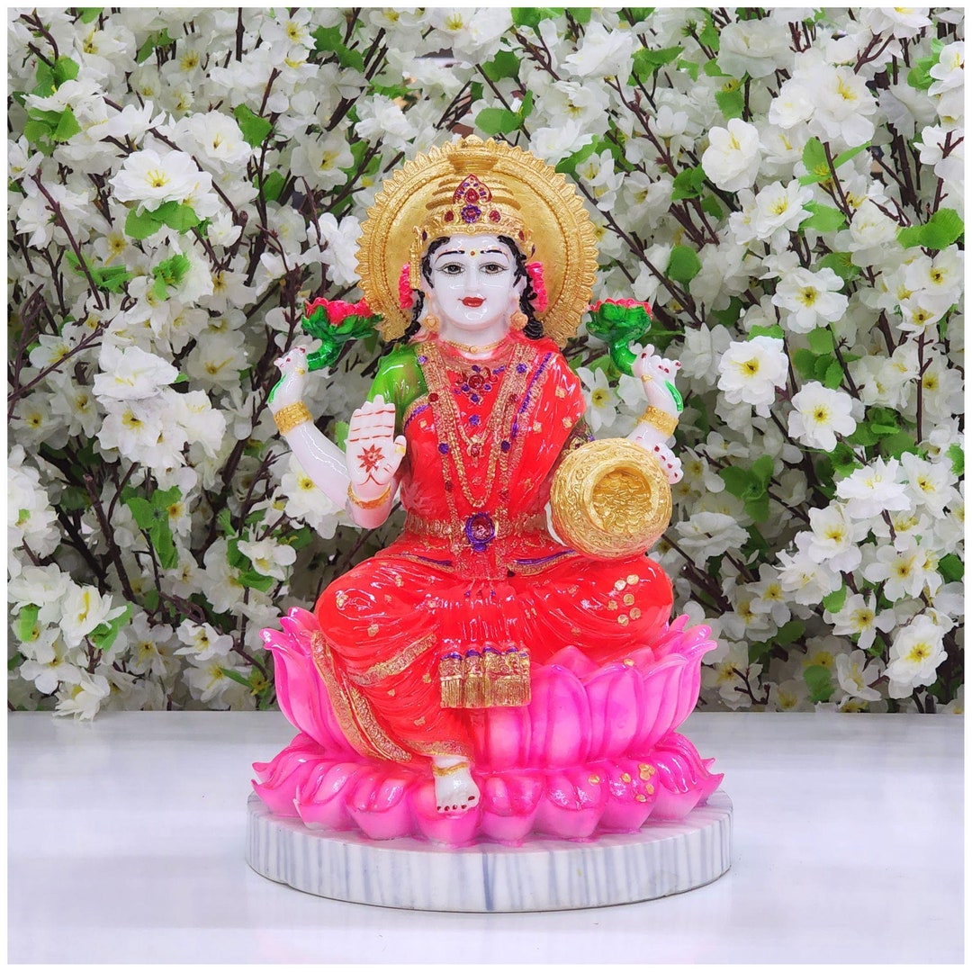 Lakshmi Statue Laxmi Ji Sitting on Lotus Dhan Lakshmi Idol for Diwali ...