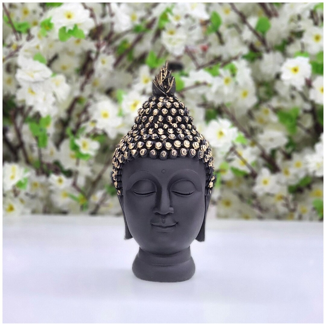 Meditating Buddha Head Statue: Resin Zen Decor (9.5 Inch) - Etsy