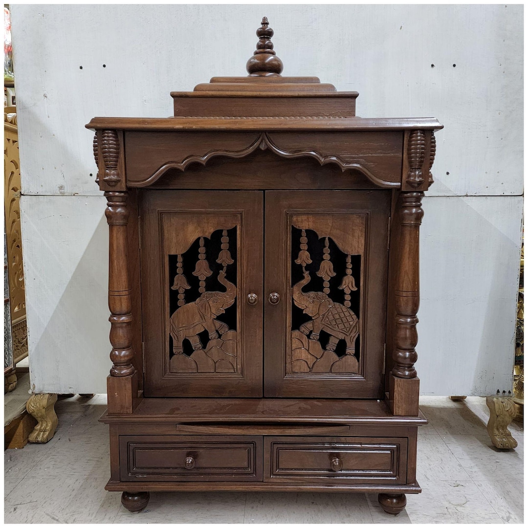 Large Temple for Home Wooden Mandir With Door South Indian Teak Wood ...