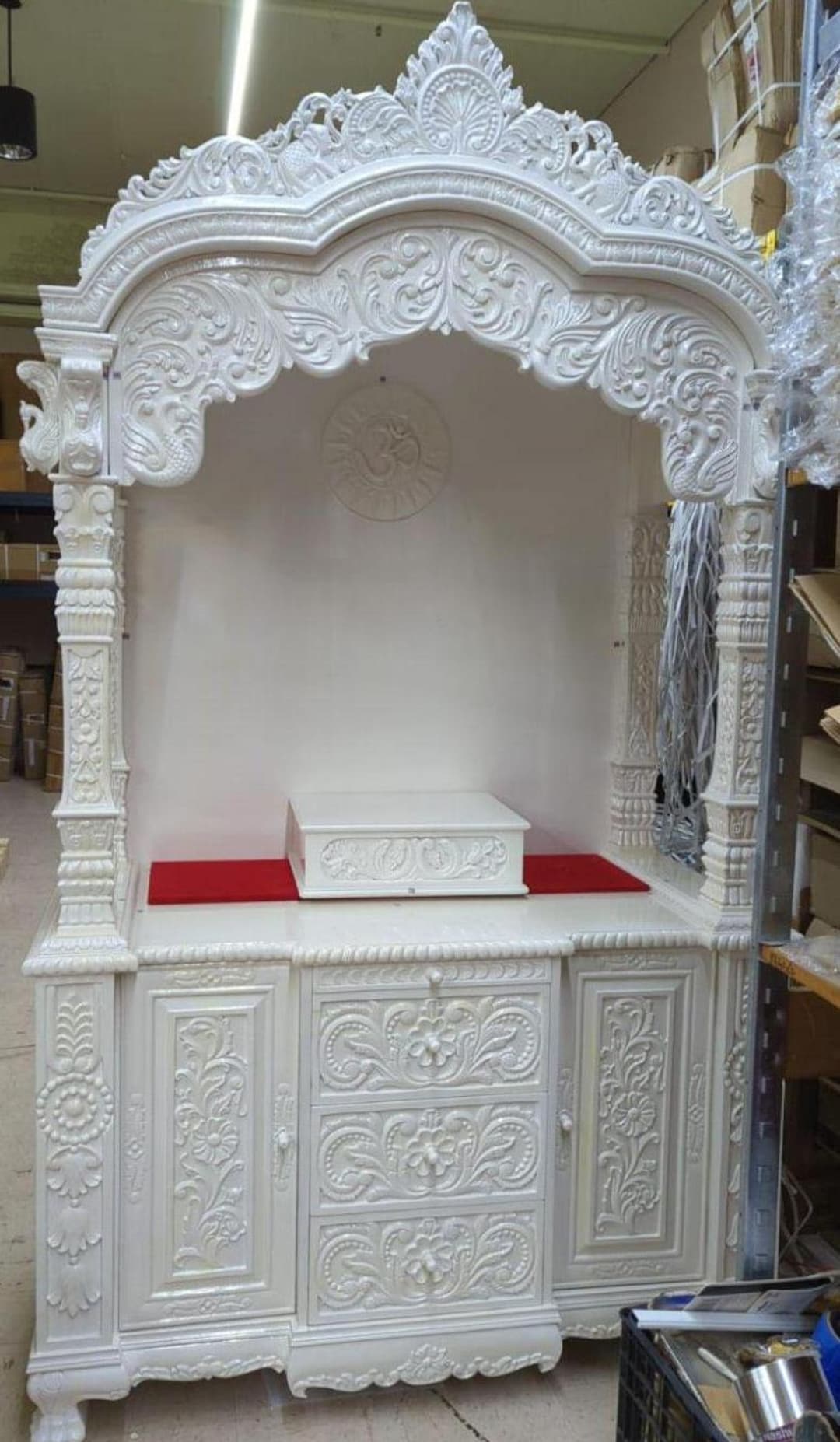 Large Wooden Temple 99" Big Home Mandir Teak Wood Temple for Home Hand ...