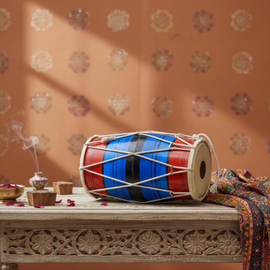 Baby Dholak Drum Indian Musical Instrument for Pooja Bhajan Kirtan ...