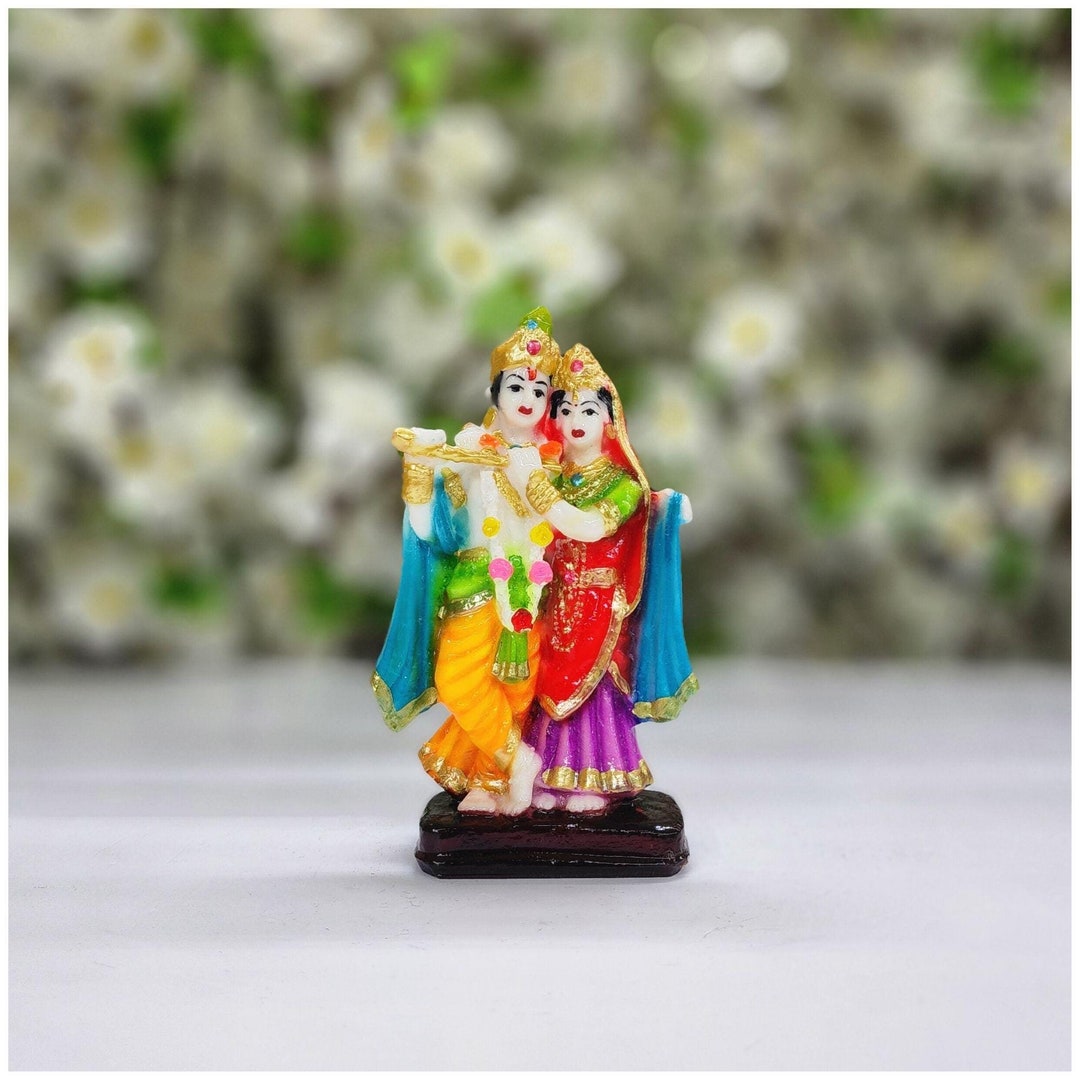 Radha Krishna Statue, Hindu Divine Couple Idol, Mandir Decor - Etsy