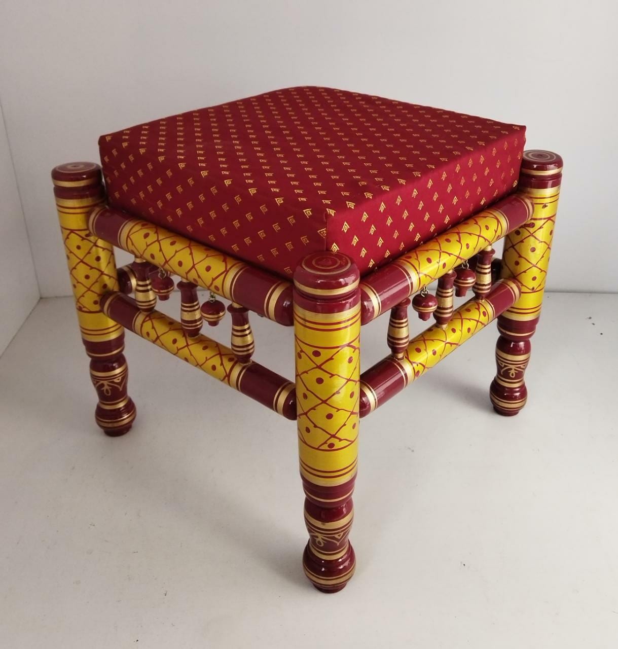 Indian Sitting Stool Sankheda Wooden Stool Low Sitting Stool With ...