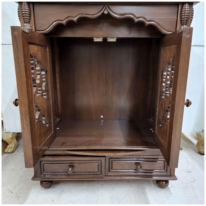 Large Temple for Home Wooden Mandir With Door South Indian Teak Wood ...