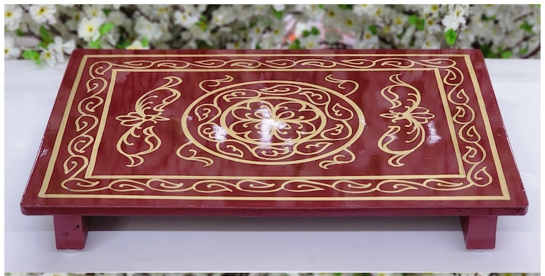 Beautiful Indian Handmade Wooden Bajot Footstool Wooden Chowki Pooja ...