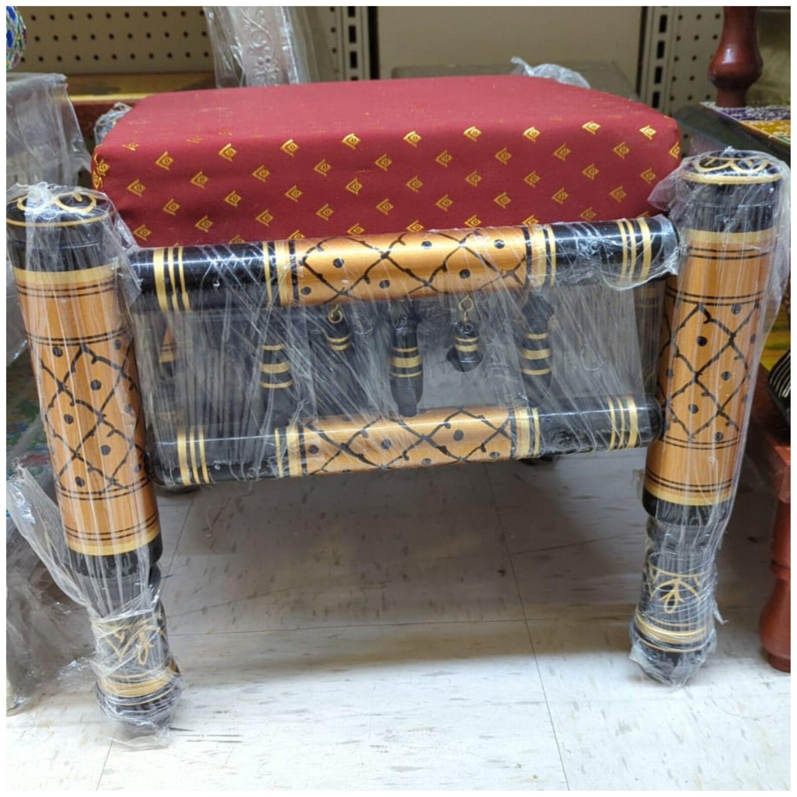 Indian Sitting Stool Sankheda Wooden Stool Low Sitting Stool With ...