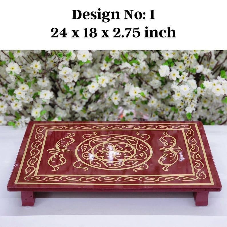 Handmade Indian Wooden Pooja Stool - Hand Painted Chowki Bajot - Etsy