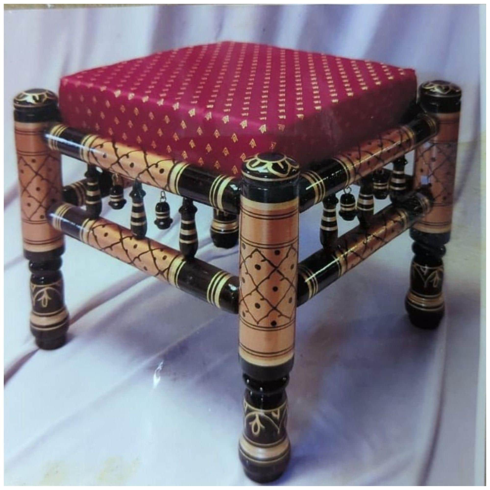 Indian Sitting Stool Sankheda Wooden Stool Low Sitting Stool With ...
