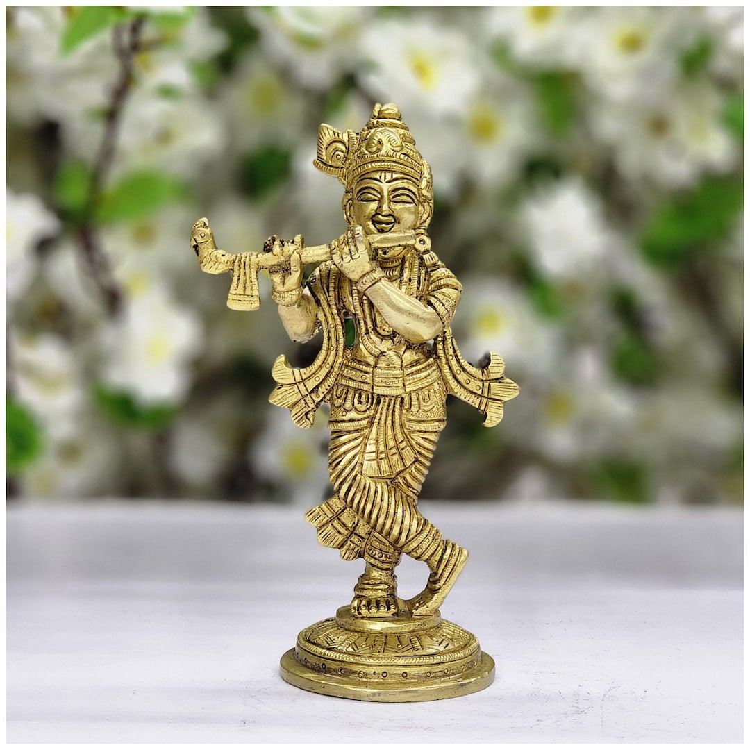 Krishna Statue Brass Hindu Divine Couple God of Love Krishna Murti Home ...
