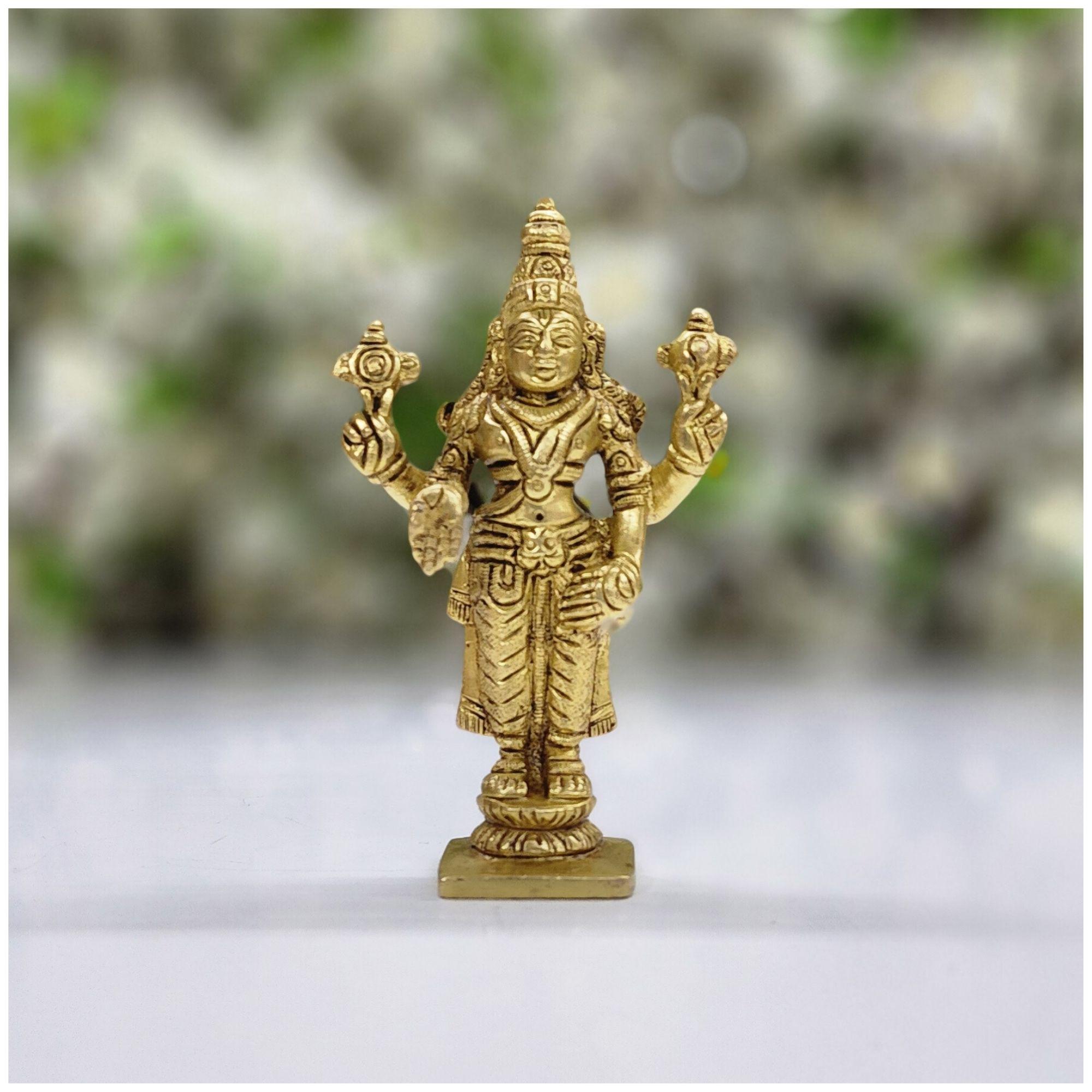 Lord Vishnu Statue Standing Vishnu Idol for Temple Brass Vishnu ...