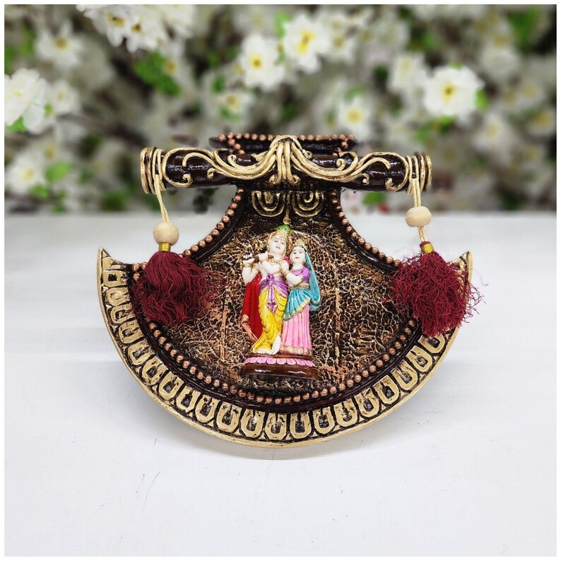 Radha Krishna Wall Hanging on Hand Fan Plate, Hindu God Art - Etsy