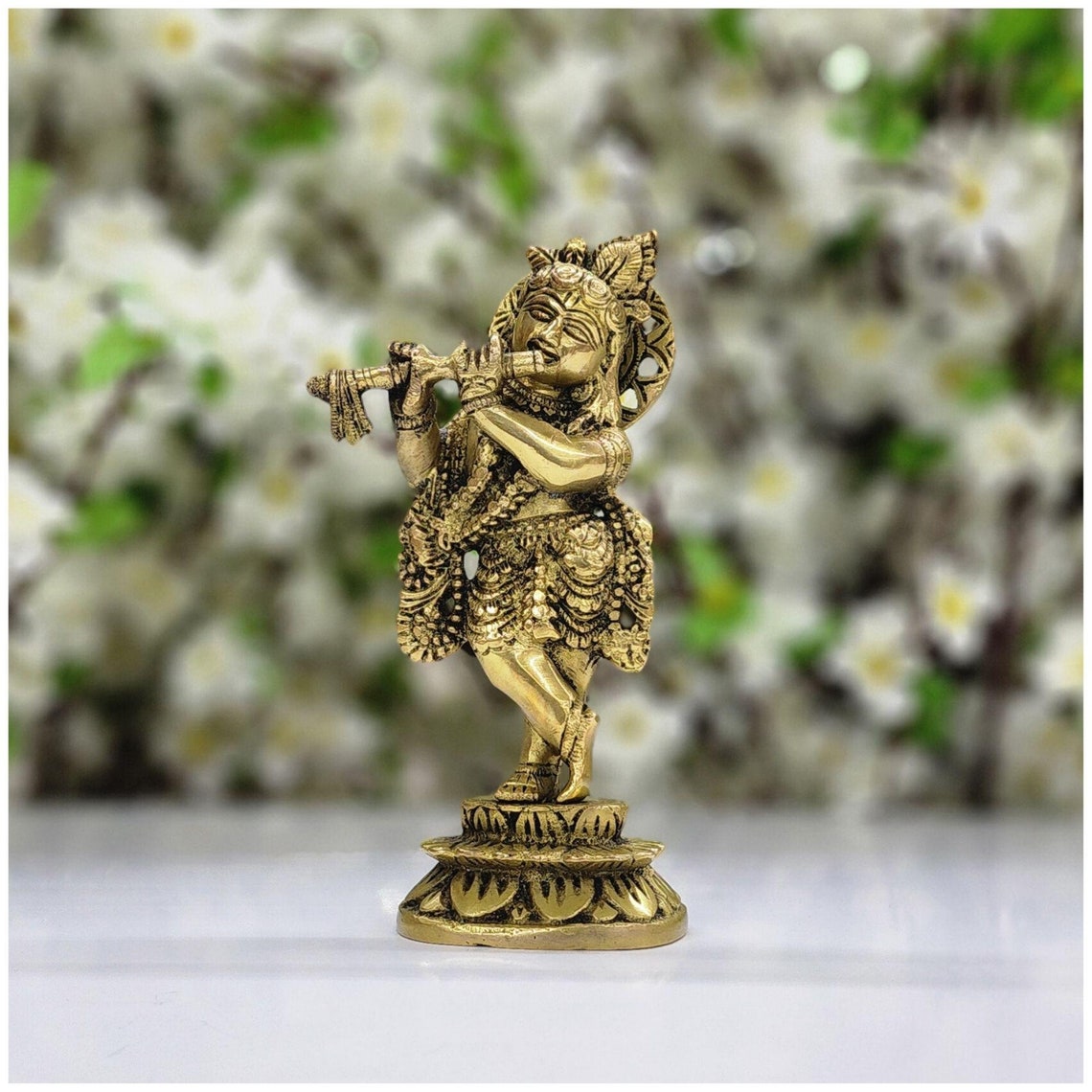 Krishna Statue Brass Standing Krishna Idol for Temple Mandir Altar ...