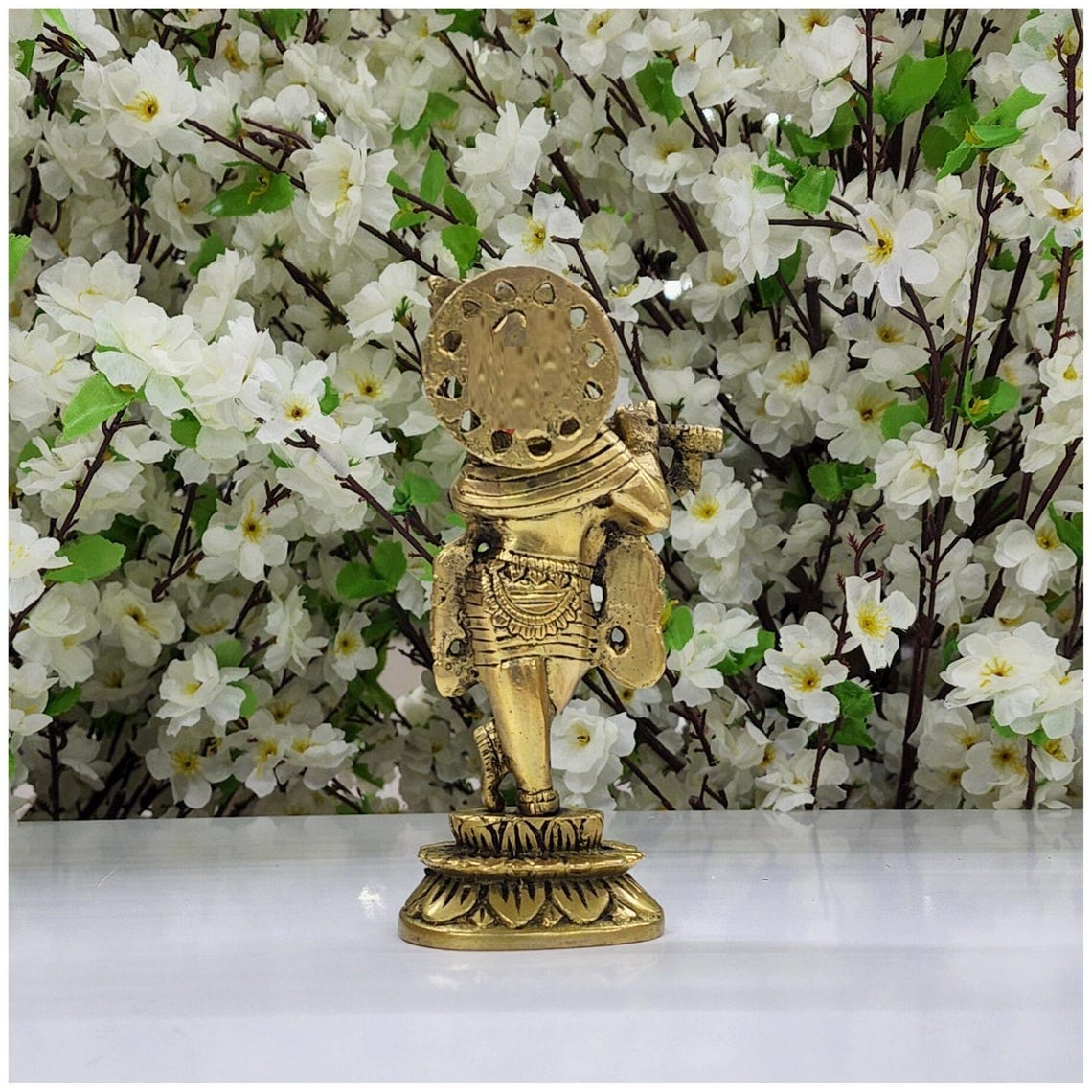 Brass Krishna Statue With Flute, Hindu Temple Altar Idol - Etsy