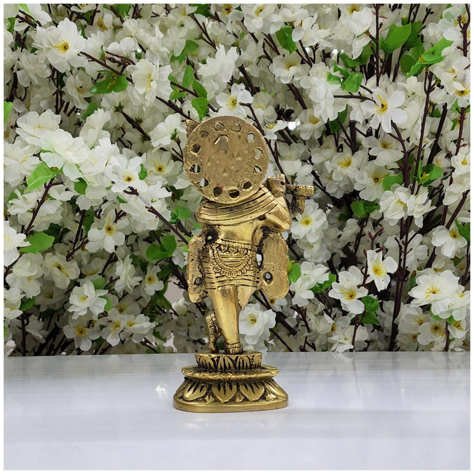 Krishna Statue Brass Standing Krishna Idol for Temple Mandir Altar ...
