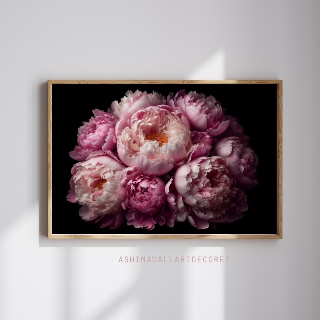 Pink Sleeping Roses With Nighty Black Background, Romantic Botanical ...