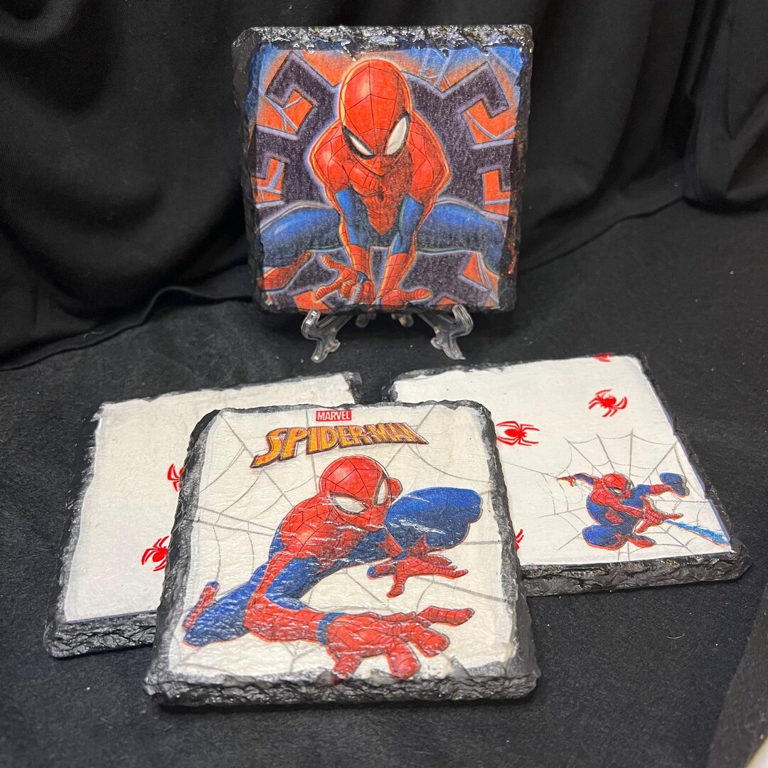 Spider-man Drink Coasters, Marvel Comics, A Set of 4 Slate Coasters - Etsy