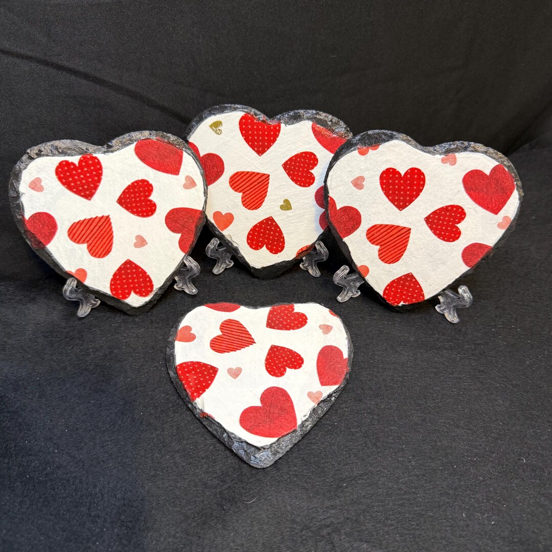 Slate Heart Coasters, Découpage Hearts, Set of 4 - Etsy