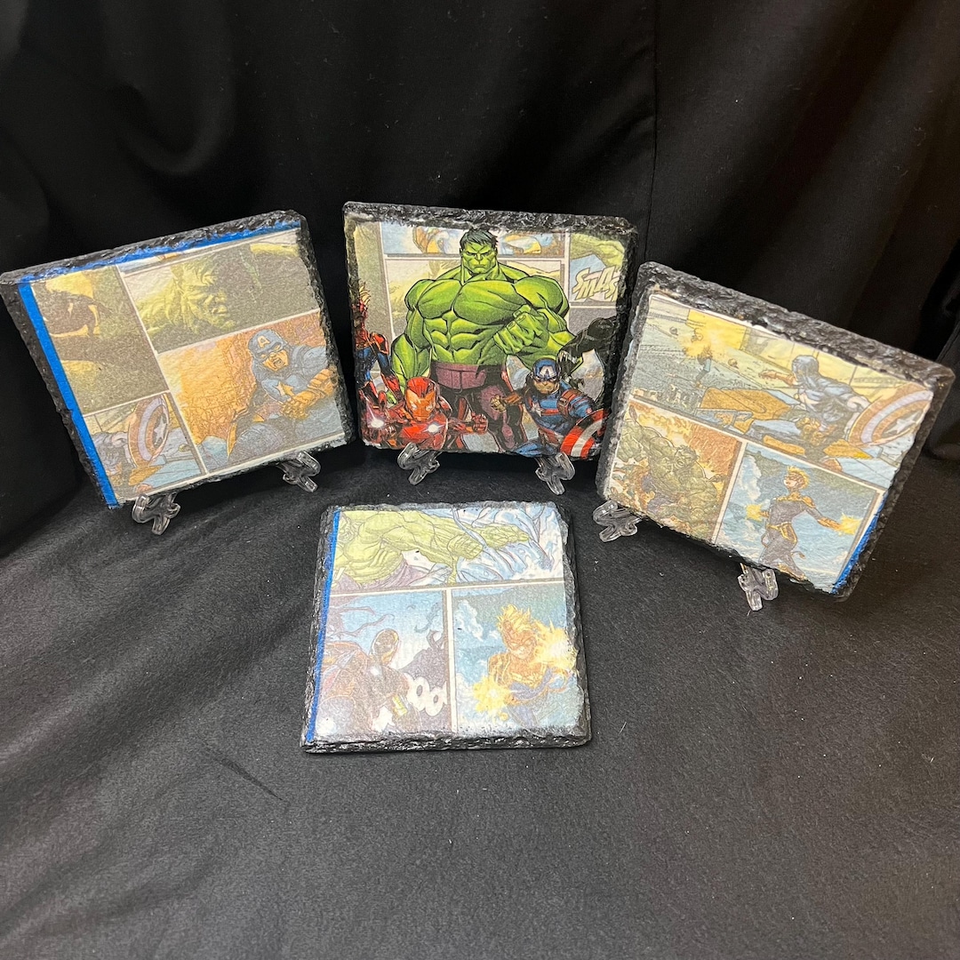 Incredible Hulk Coasters, Hulk Comic Strip Coasters, A Set of 4 Slate ...