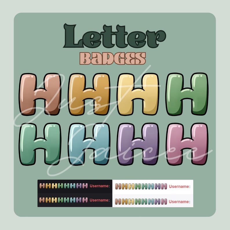 Letter "h" Sub Badges | Twitch | Kick | Discord - Etsy