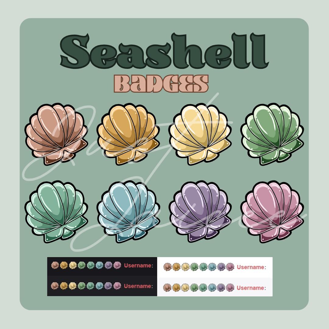 Sea Shell Sub Badges | Twitch | Kick | Discord - Etsy