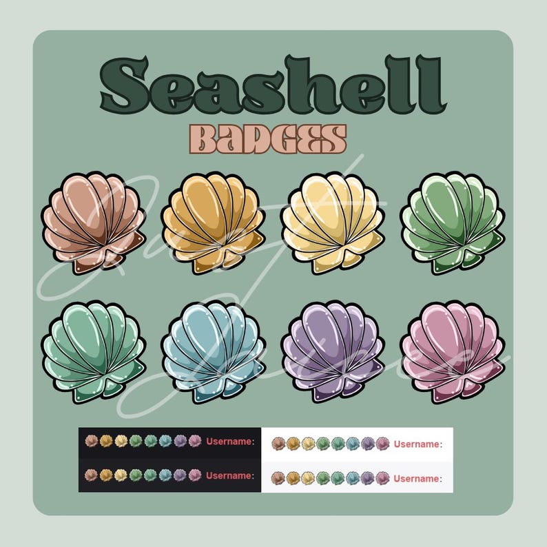Sea Shell Sub Badges | Twitch | Kick | Discord - Etsy