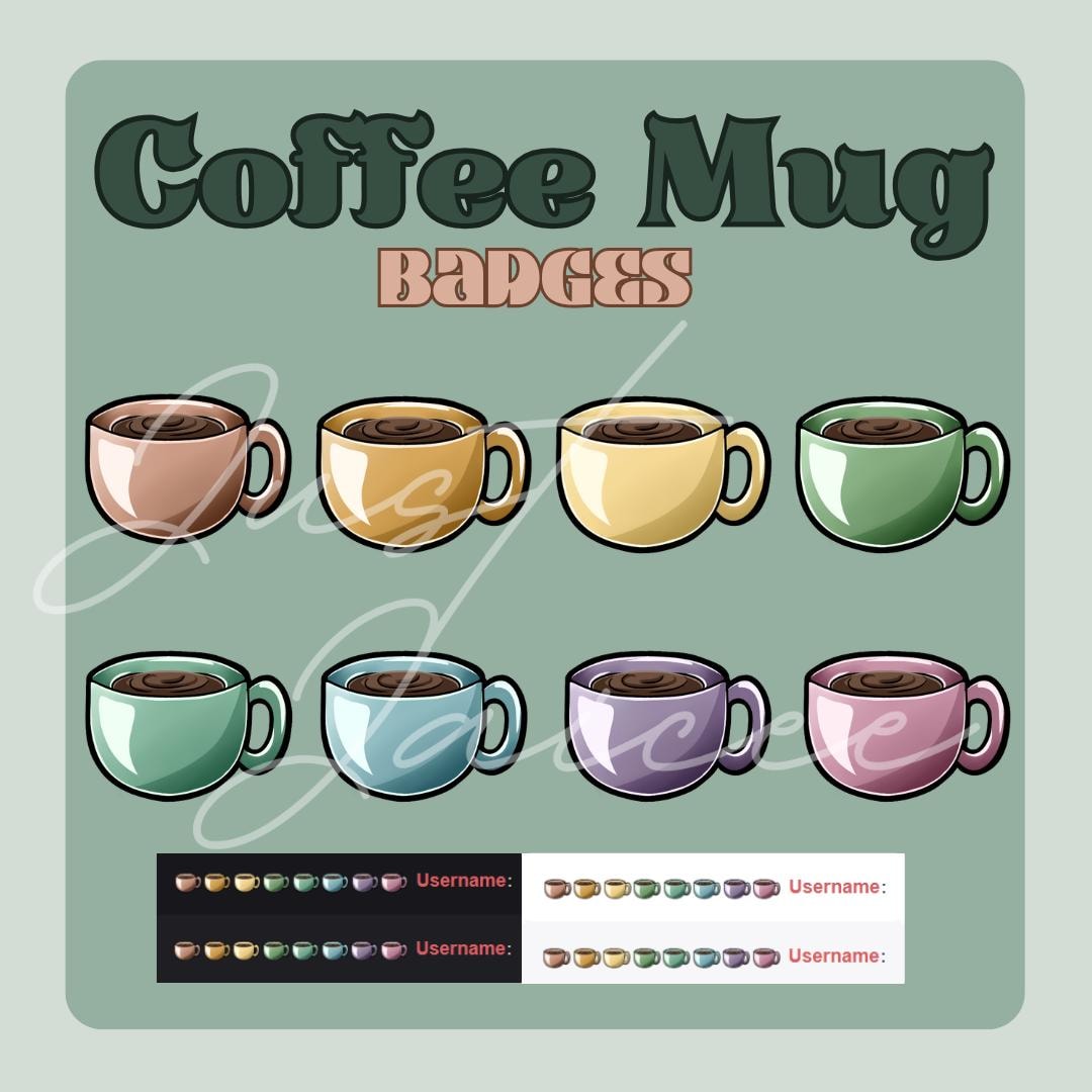 Coffee Mug Sub Badges | Twitch | Kick | Discord - Etsy