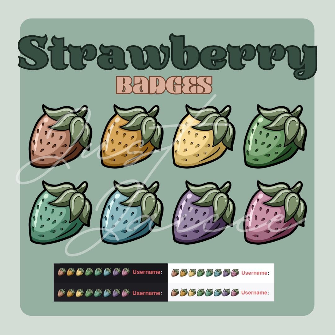 Strawberry Badges | Twitch | Kick | Discord - Etsy