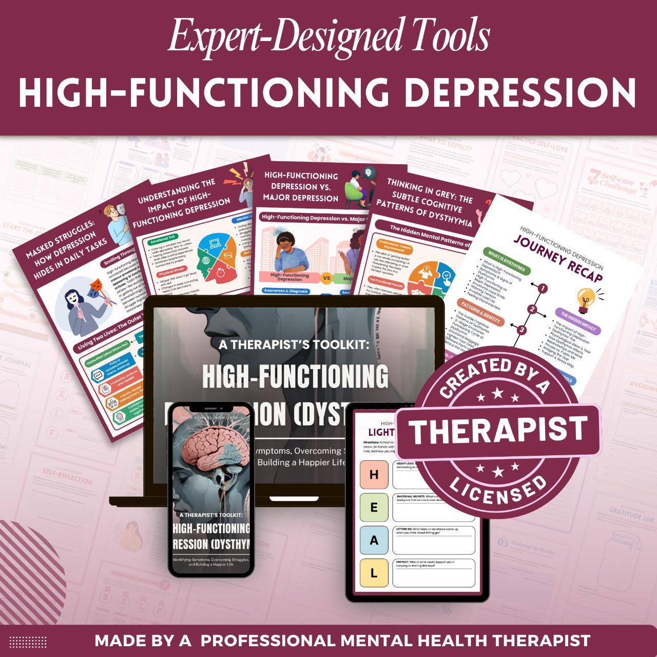 High Functioning Depression Mega Bundle Workbook, Depression Spiral ...