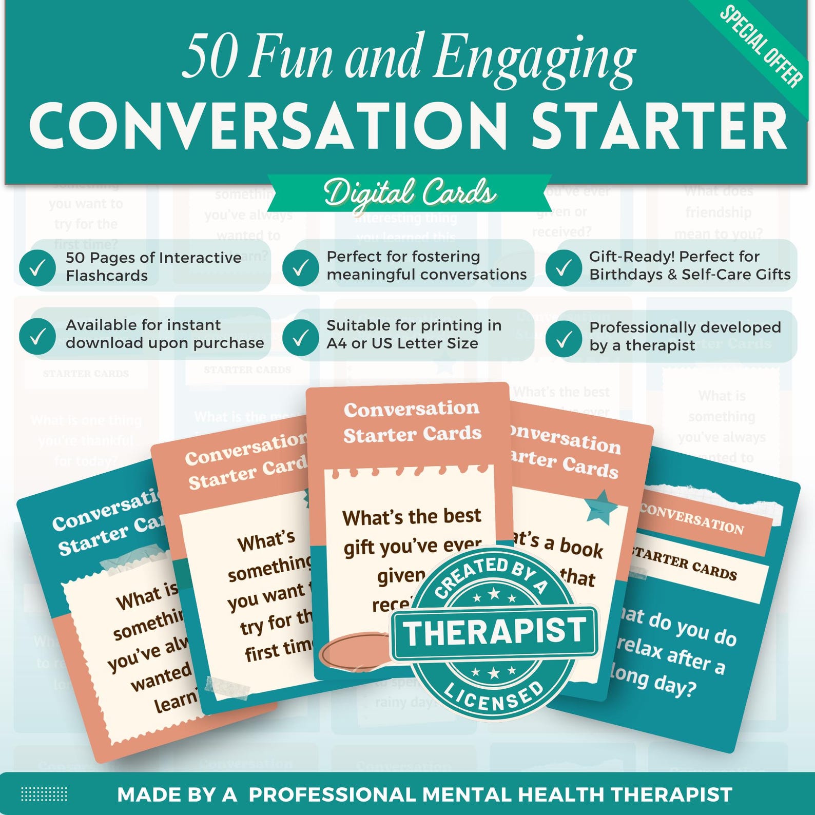 Conversation Starters: 50 Cards, Ice Breaker, Group Therapy ...