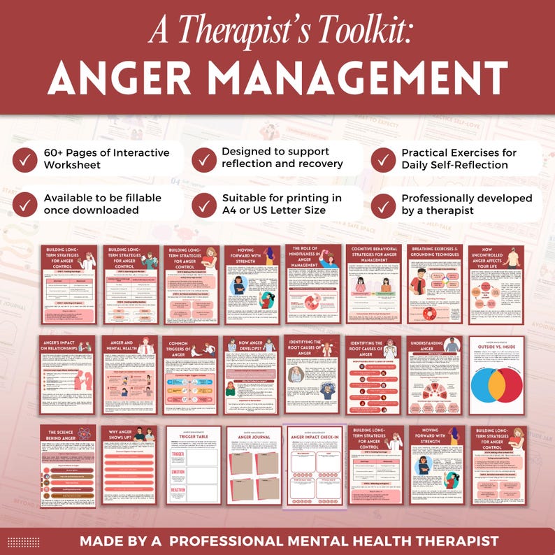 Anger Management Mega Bundle Workbook, Adults & Teens, Therapy ...