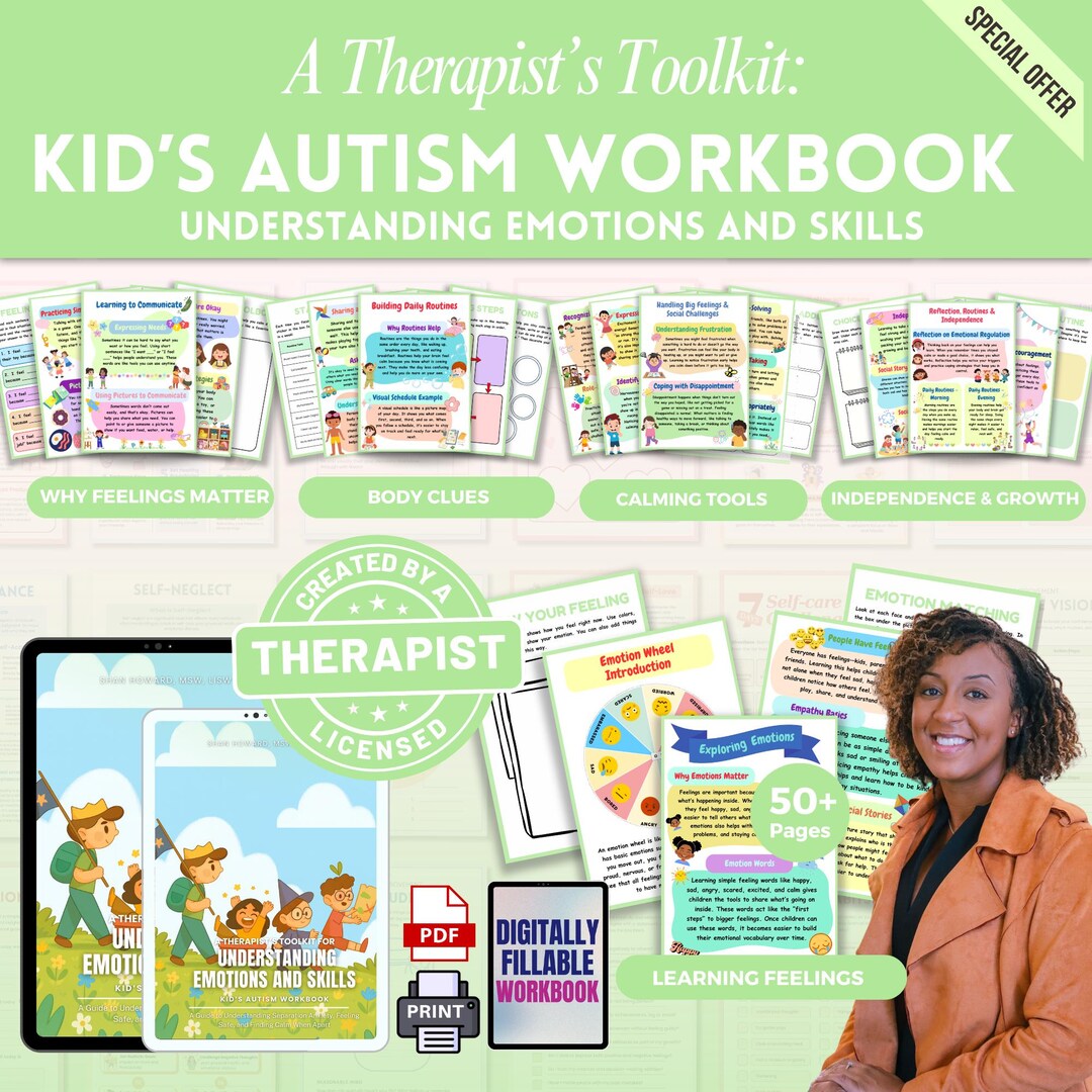 Kid's Autism Mega Bundle Workbook, for Therapist, Parents, School ...