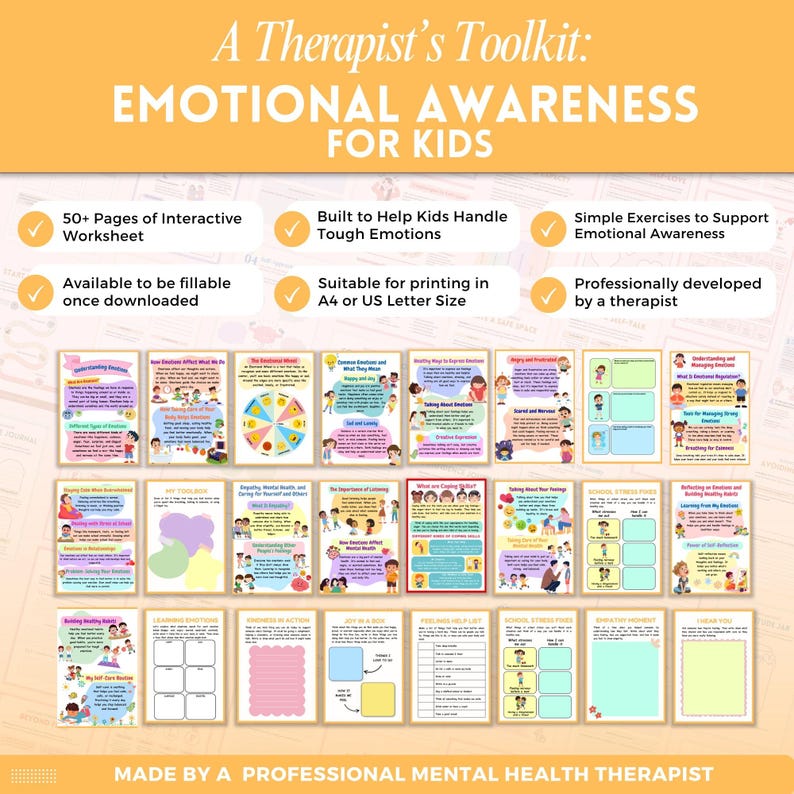 Kids Emotional Regulation Mega Bundle Workbook, Self Awareness, Therapy ...