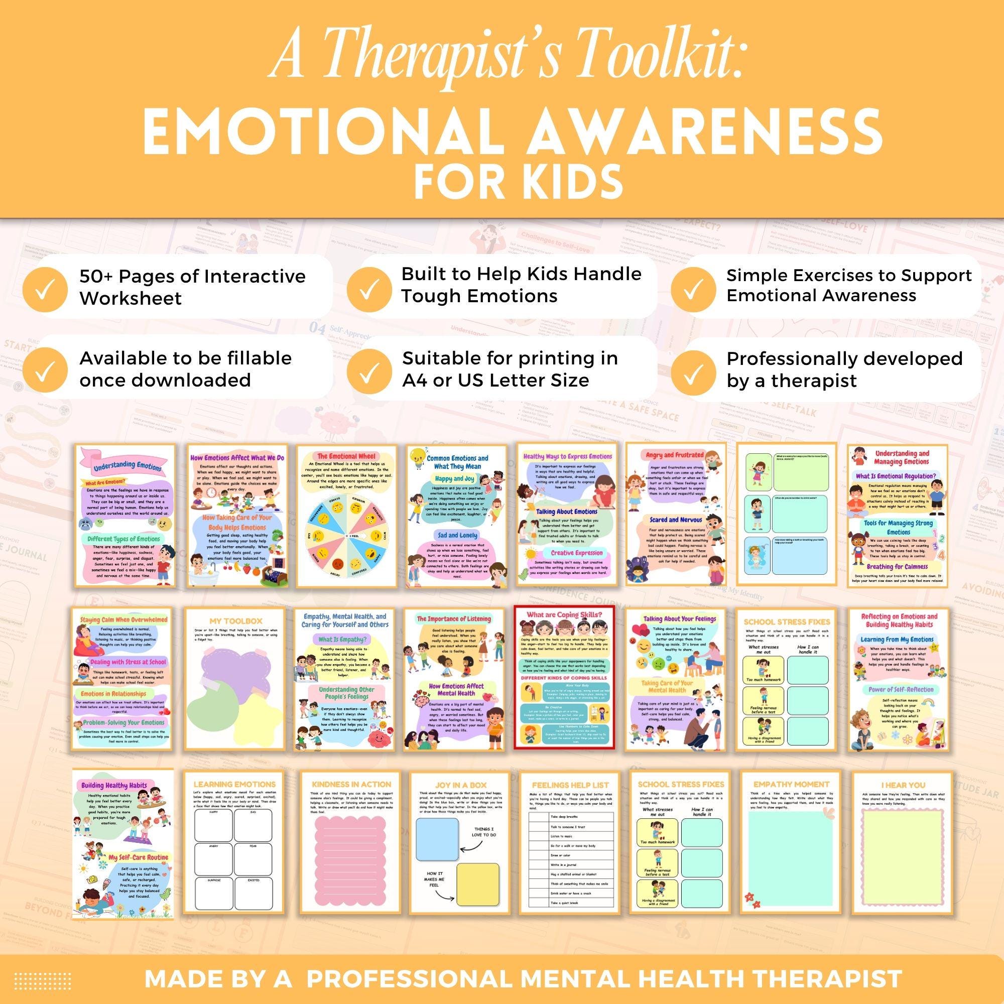 Kids Emotional Regulation Mega Bundle Workbook, Self Awareness, Therapy ...