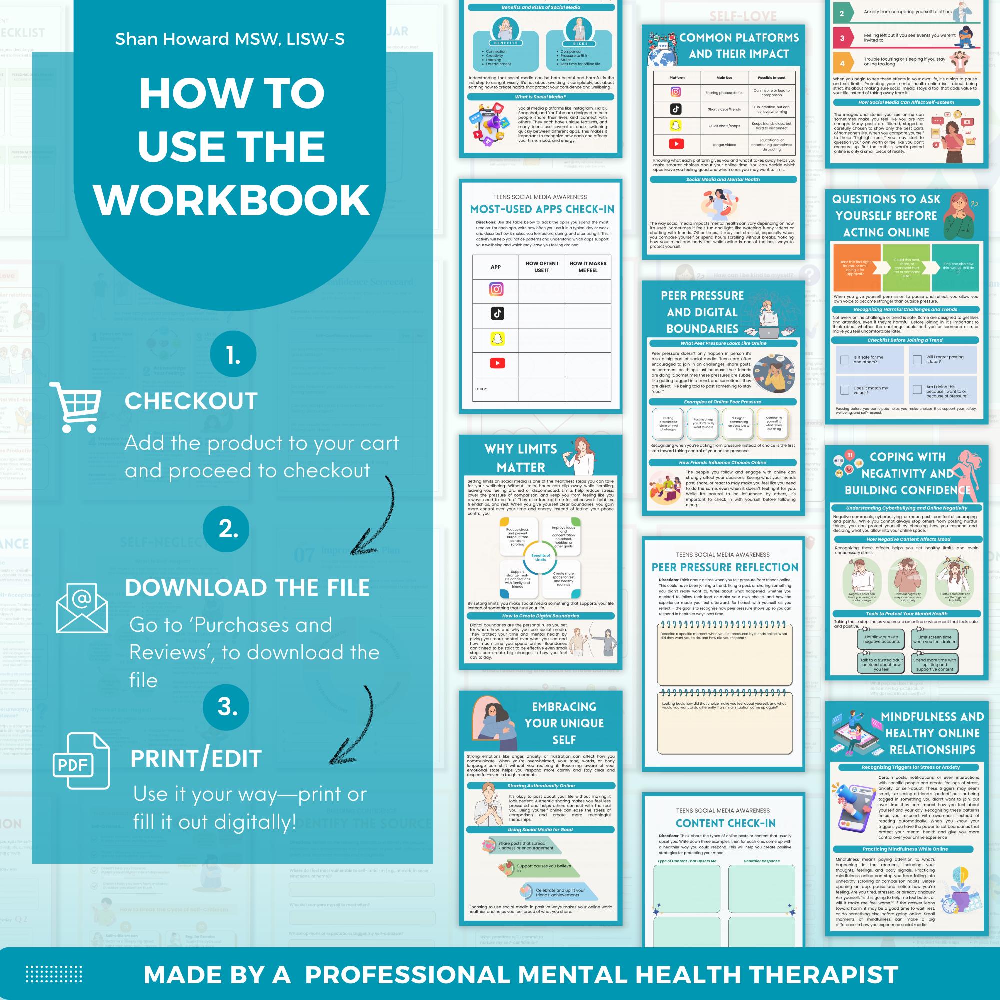 Social Media Mega Bundle Workbook, Teen Social Media Awareness, Therapy ...