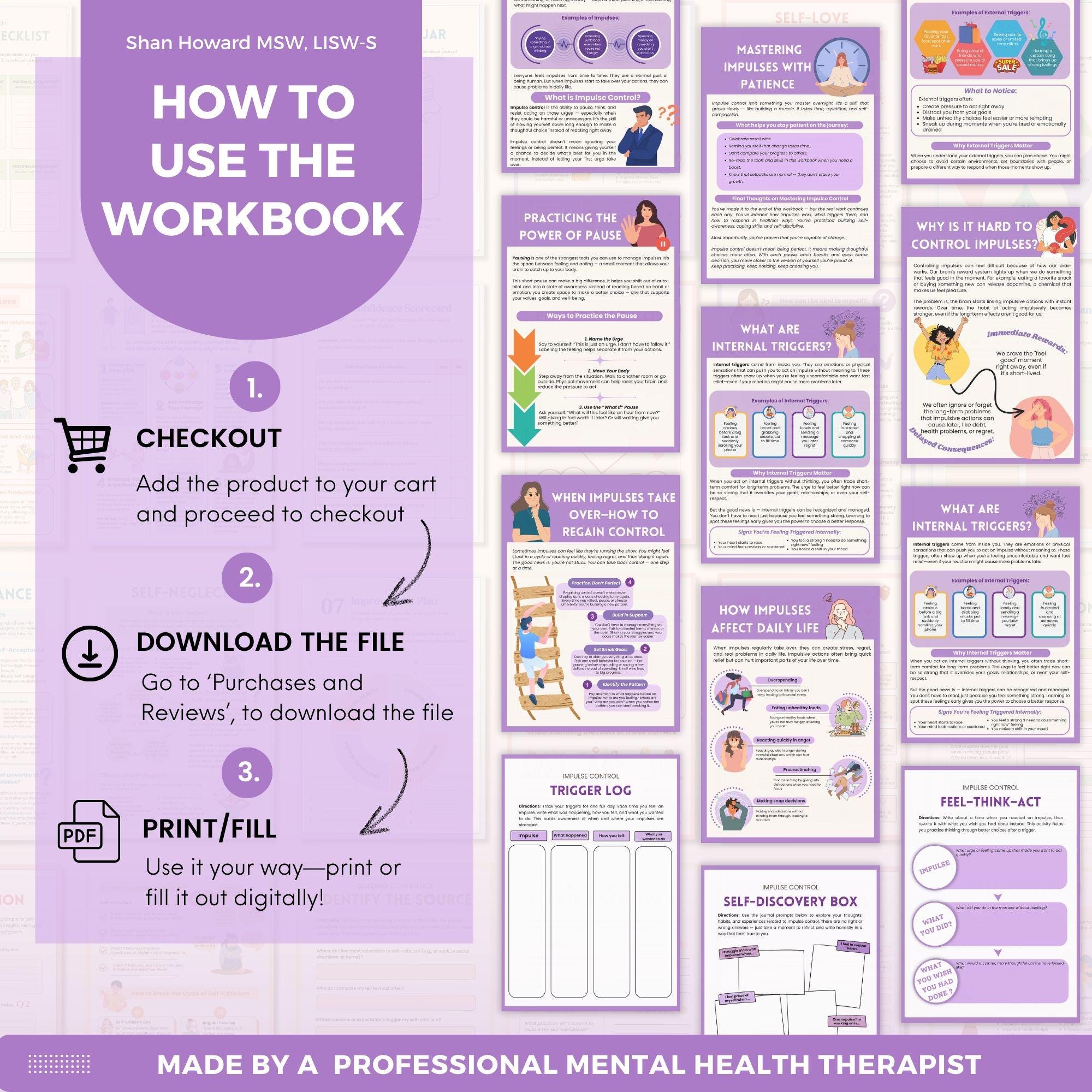 Impulse Control Mega Bundle Workbook, Emotional Regulation, Therapy ...