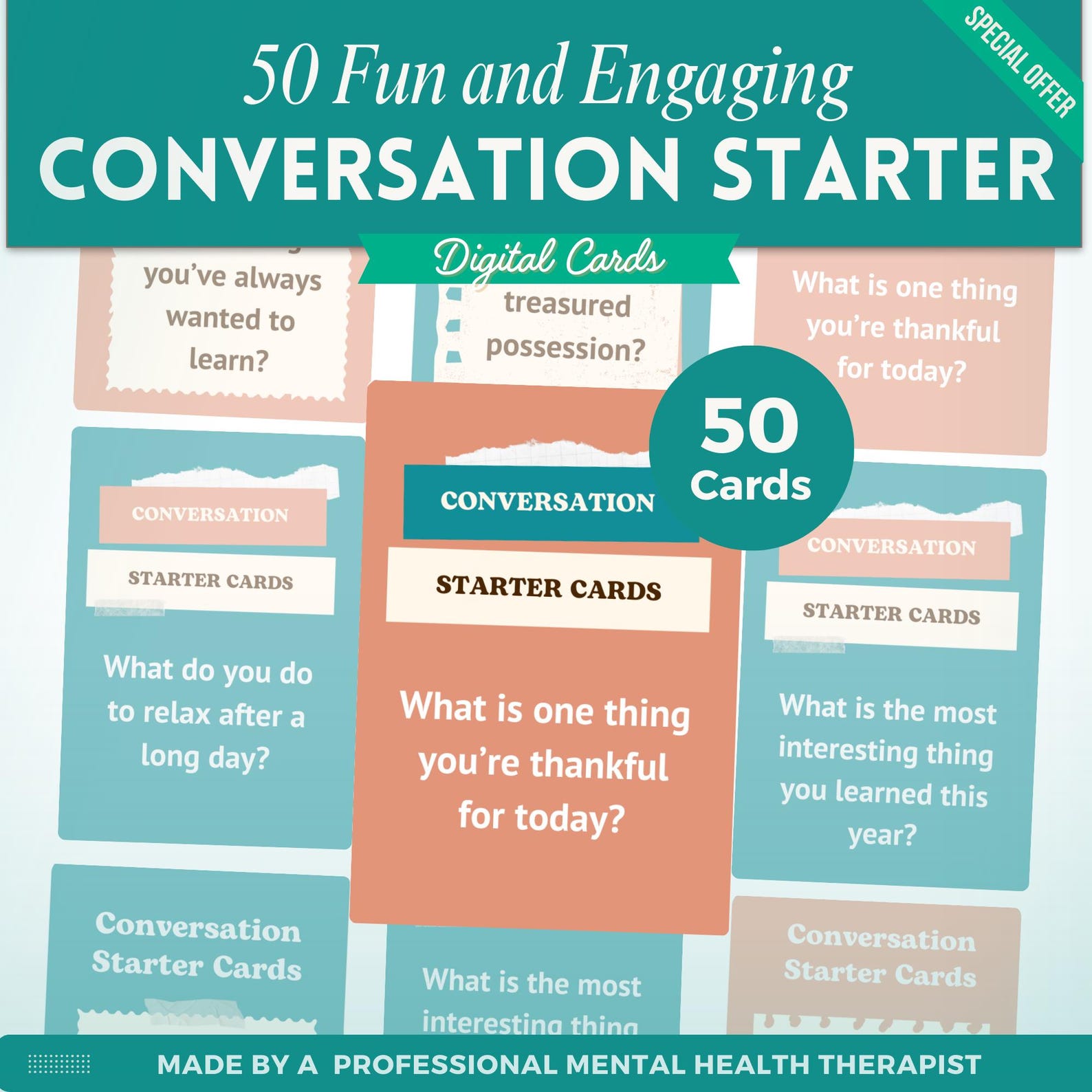 Conversation Starters: 50 Cards, Ice Breaker, Group Therapy ...
