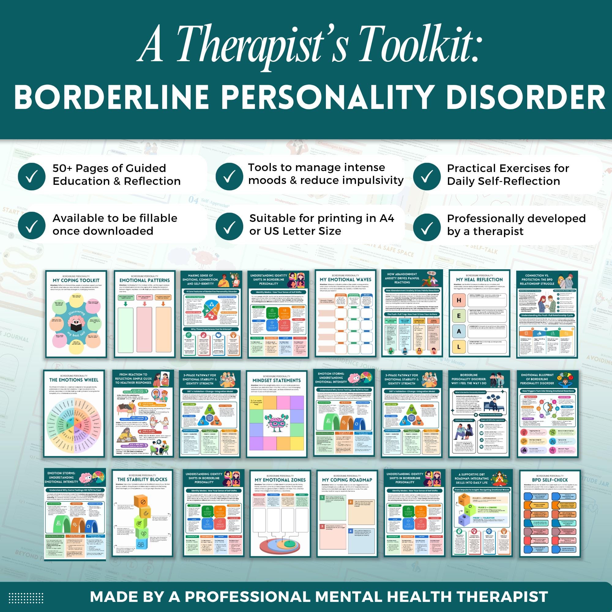 Borderline Personality Disorder Mega Bundle Workbook, BPD, Therapy ...