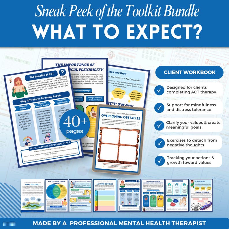 ACT Workbook for Clients Mega Bundle, Acceptant and Commitment Therapy ...