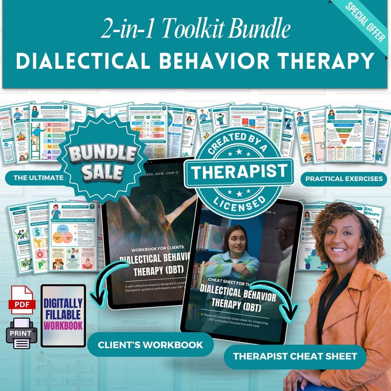 DBT Workbook for Clients Plus Cheat Sheet for Therapist Bundled ...
